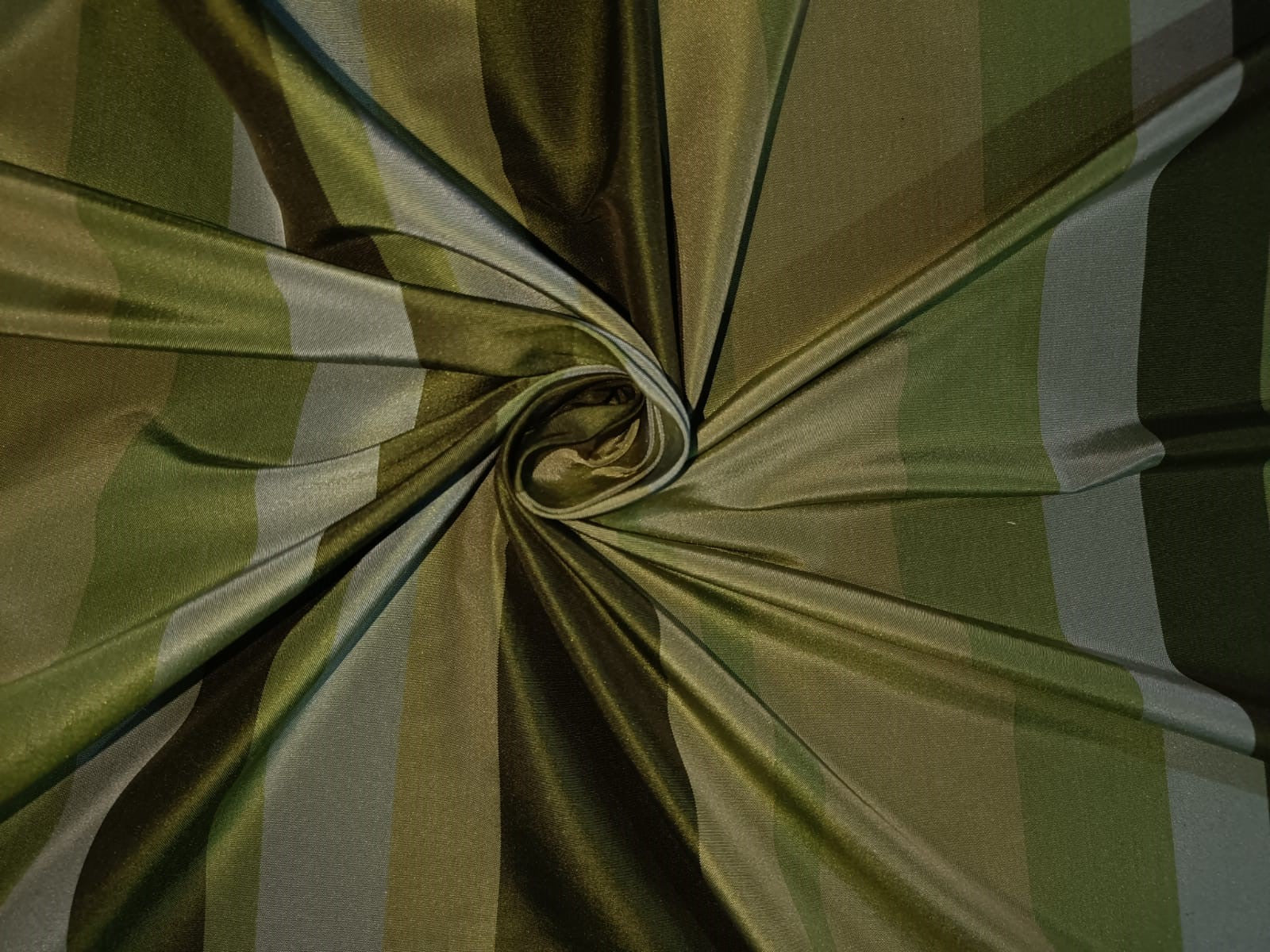 100% Silk Taffeta Fabric Shades of Green stripes 54" wide TAF#S77[1] – The Fabric Factory