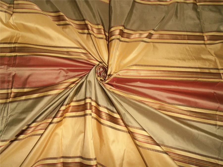 100% SILK TAFFETA FABRIC YELLOW,RED X GOLD SATIN STRIPES 54" wide TAFS – The Fabric Factory
