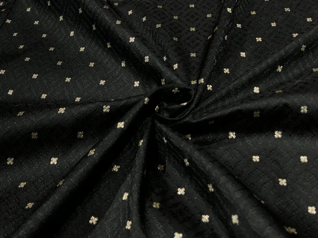 Silk Brocade fabric self jacquard with subtle white gold metallic dots ...