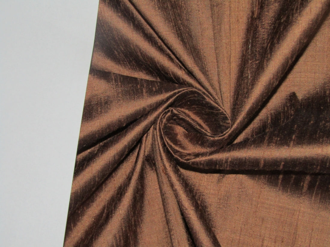 100% PURE SILK DUPIONI FABRIC GOLDEN BROWN color 54" wide WITH SLUBS M ...