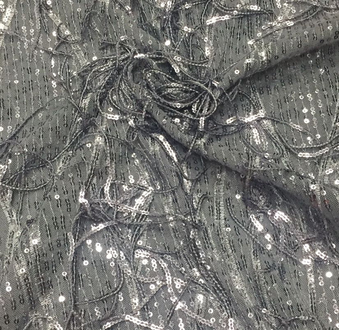 silver grey net with sequins 60" wide – The Fabric Factory