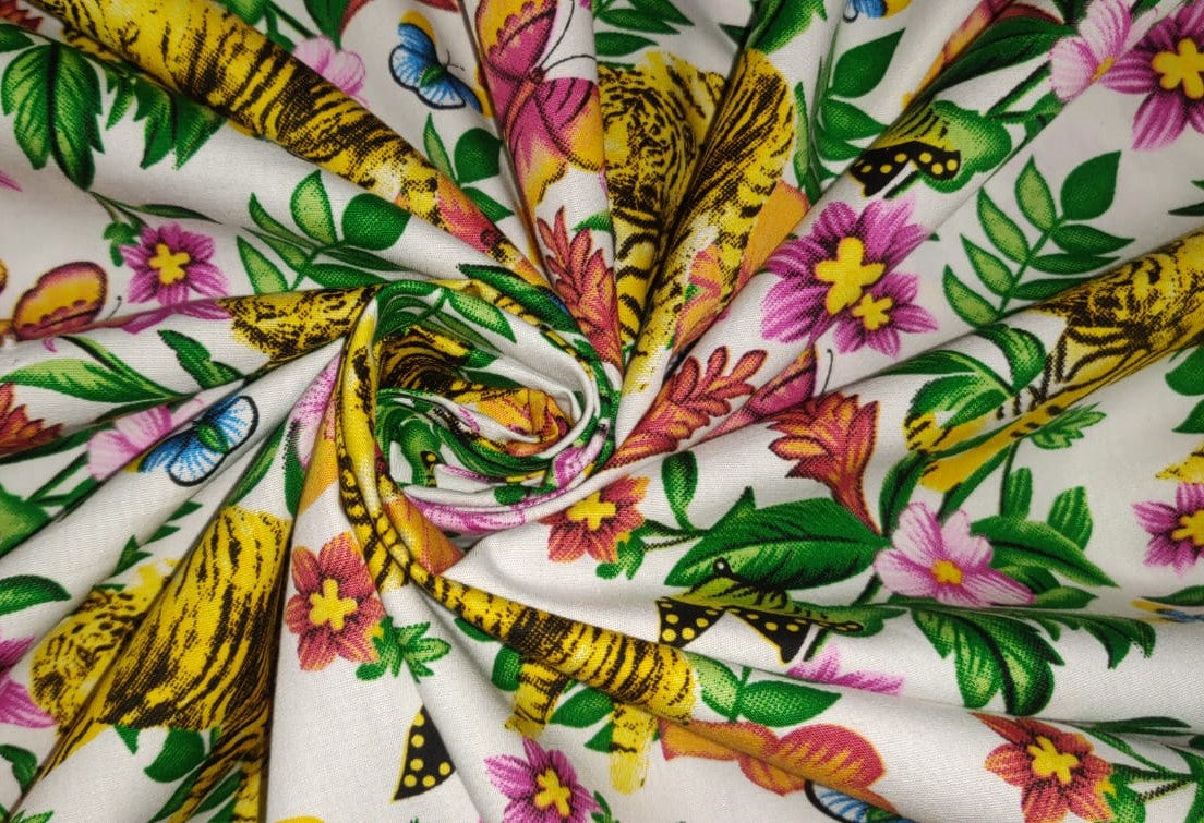 100% Cotton Poplin Print 58" wide available in two prints [ white flor ...
