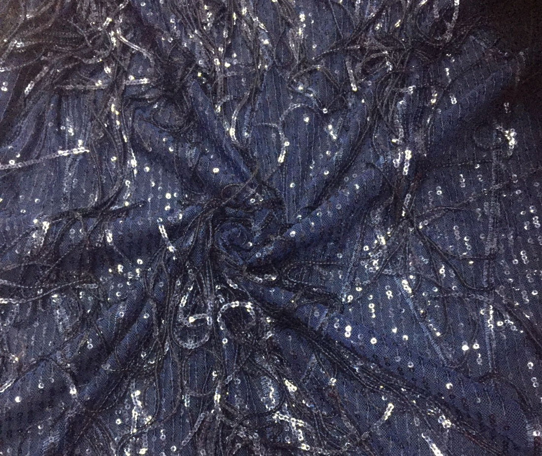 Navy blue net with sequins 60" wide – The Fabric Factory