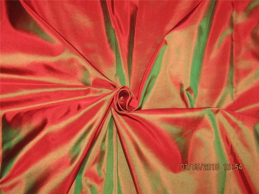 100% Pure Silk Taffeta Fabric Red x green color 54" wide TAF#290[5 ...